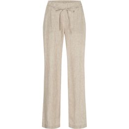 MAC Damen Leinenhose "CHIARA BELT", beige, Gr. 40, meliert, Obermaterial: 100% Leinen, Hosen, Sommerhose Wide Fit, mit geradem, weitem Bein