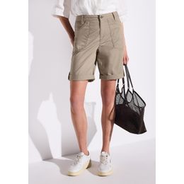 Bermudas Street One "Style Yulius", Damen, Gr. 44, N-Gr, buff grau, Web, Obermaterial: 98% Baumwolle, 2% Elasthan, unifarben, regular fit kniefrei, Hosen, Sommerhose mit Turn-Up