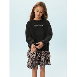 name it Mädchen Sweatshirt "NKFLIVA RXL SWEAT UNB BOX", schwarz, Gr. 122, bedruckt, Sweatware, Obermaterial: 100% Baumwolle, Sweatshirts