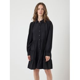Y.A.S Damen Blusenkleid "YASPALA LS DRESS S. NOOS", schwarz, Gr. XS, unifarben, Web, Obermaterial: 87% Viskose, 13% Nylon, Kleider, Sommerkleid