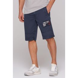 CAMP DAVID Herren Bermudas, blau, Gr. M, unifarben, Web, Obermaterial: 100% Baumwolle, Hosen, Sommerhose mit gro&szlig;em Logo-Aufn&auml;her