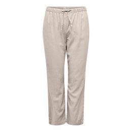 Only CARMAKOMA Damen Leinenhose "CARCARO MW LINEN BL PULL-UP PANT TLR", grau, Gr. 50, unifarben, Web, Obermaterial: 55% Leinen, 45% Viskose, Hosen,