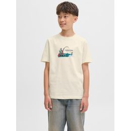 Jack & Jones Jungen T-Shirt "JORSKULL NATURE TEE SS CREW NECK SN JNR", wei&szlig;, Gr. 164, JACK & JONES JUNIOR, bedruckt, Single Jersey, Obermaterial: 100% Baumwolle,