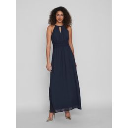 Vila Damen Maxikleid "VIMILINA HALTERNECK MAXI DRESS - NOOS", blau, Gr. 38, unifarben, Web, Obermaterial: 100% Polyester, Kleider, Sommerkleid