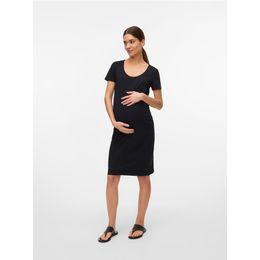 MAMALICIOUS Damen Minikleid "MLKERRIE SS JRS ABK DRESS NOOS", schwarz, Gr. S, unifarben, Jersey, Obermaterial: 95% Baumwolle, 5% Elasthan, Kleider,