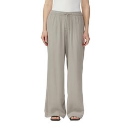 QS Damen Leinenhose, grau, Gr. 40, unifarben, Obermaterial: 55% Leinen, 45% Viskose, Hosen, Sommerhose mit elastischem Bund und Tunnelzug