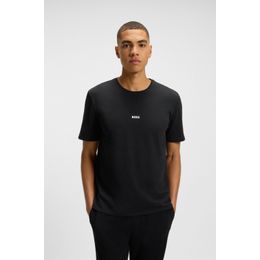 BOSS Damen T-Shirt "Unique", Gr. XXL, schwarz, Jersey, Obermaterial: 95% Baumwolle, 5% Elasthan, Shirts, aus elastischer Baumwolle mit Tape-Details,