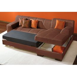 Ecksofa Home Affaire "Falk klare Linien, elegant und zeitlos, L-Form", grau, B:262cm H:77cm T:159cm, Sofas, Ecksofa, mit Federkern und wahlweise mit Bettfunktion