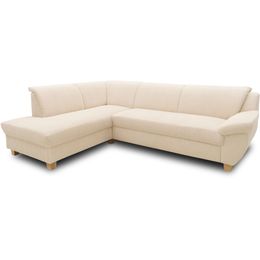 Ecksofa Home Affaire "Yesterday zeitlos und elegant, bequeme Armlehnen, L-Form", beige (creme), B:254cm H:80cm T:186cm, 100% Polyester;Primabelle-Microfaser (100% Polyester);Antikleder-Optik Melrose (100% Polyester), Sofas, Ecksofa, wahlweise mit Bettfunktion, auch in Cord