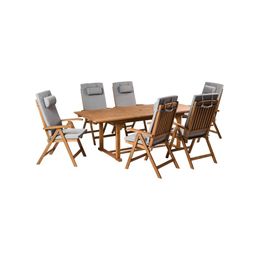Beliani 7-tlg Gartentisch Set JAVA PREMIUM in Braun/Grau | Gr.: onesize