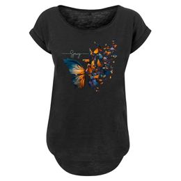 F4NT4STIC Long Cut T-Shirt Schmetterling Frühling in schwarz | Gr.: XL