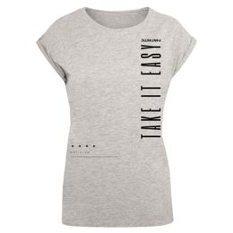 F4NT4STIC Extended Shoulder T-Shirt PLUS SIZE Take It Easy in grau meliert | Gr.: 4XL