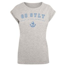 F4NT4STIC Extended Shoulder T-Shirt PLUS SIZE Go Sylt in grau meliert | Gr.: XXL