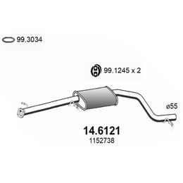 Asso Mittelschalld&auml;mpfer 14.6121 f&uuml;r FORD 1518067 1117811 1152738