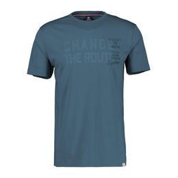 T-Shirt Lerros, Damen, Gr. XL, blau (crispy blau), Single Jersey, Obermaterial: 100% Baumwolle, bedruckt, regular fit taillenbedeckt, Rundhals, gerader Abschluss, Shirts T-Shirt, mit Schriftzug