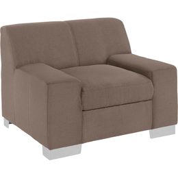DOMO collection Sessel &raquo;Bero, elegant und zeitlos, kubisch und bequem&laquo; beige Feinstruktur (100% Polyester);Luxus-Microfaser (100% Polyester);Struktur 