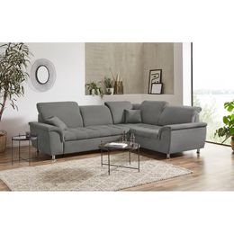 DOMO collection Ecksofa »Franzi, zeitlos und elegant, moderne Sitzheftung, L-Form« wahlweise mit Kopfteilverstellung (dann Breite: 275 cm) steel