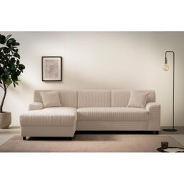 DOMO collection Ecksofa »Turah 2, L-Form, Cord oder Luxus-Microfaser, komfortabler Federkern« B/T/H: 241/146/79 cm, incl. Zierkissen, wahlweise mit...