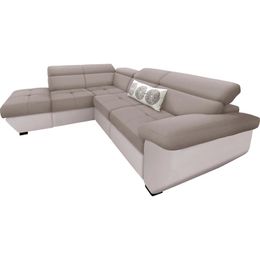 COTTA Ecksofa &raquo;Speedway L-Form&laquo; mit Kopfteilverstellung, wahlweise mit Bettfunktion & Bettkasten braun Kunstleder SOFTLUX / Struktur (100% Polyester);