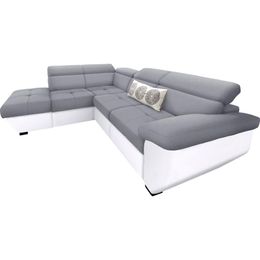 COTTA Ecksofa »Speedway L-Form« mit Kopfteilverstellung, wahlweise mit Bettfunktion & Bettkasten weiß/grau Korpus/Basismaterial: 100% Polyester....