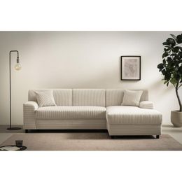 DOMO collection Ecksofa »Turah 2, L-Form, Cord oder Luxus-Microfaser, komfortabler Federkern« B/T/H: 241/146/79 cm, incl. Zierkissen, wahlweise mit...