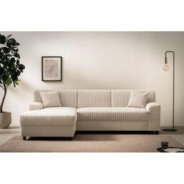 DOMO collection Ecksofa »Turah 2, L-Form, Cord oder Luxus-Microfaser, komfortabler Federkern« B/T/H: 241/146/79 cm, incl. Zierkissen, wahlweise mit...