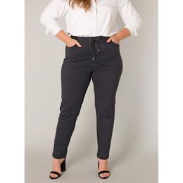 Base Level Curvy Damen Stoffhose &raquo;Liana&laquo; Sommerhose mit Stretch und Kordelzug, im Jeggings-Style schwarz 48, L&auml;nge 30