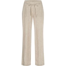 MAC Leinenhose »CHIARA BELT« Sommerhose Wide Fit, mit geradem, weitem Bein almond beige melange 46 - Länge 32 Länge 32 46 Jump-in Hose von MAC
