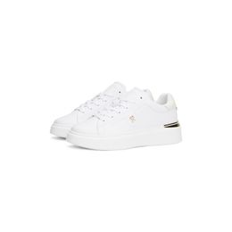 Tommy Hilfiger Damen Keilsneaker &raquo;TH FASHION COURT SNEAKER&laquo; , Freizeitschuh, Halbschuh, Schn&uuml;rer mit goldfarbenen Details wei&szlig; 40
