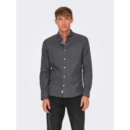 Only & Sons ONLY & SONS Langarmhemd »ONSROAD LIFE REG MELANGE LS SHIRT NOOS« Black XXL - N-Gr N-Gr XXL Cooles Hemd von Only & Sons