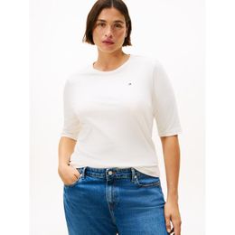 Tommy Hilfiger Curve Damen Kurzarmshirt &raquo;CRV SLIM 5X2 RIB C-NK 1/2 SLV&laquo; in gro&szlig;en Gr&ouml;&szlig;en, in gerippter Struktur beige 48