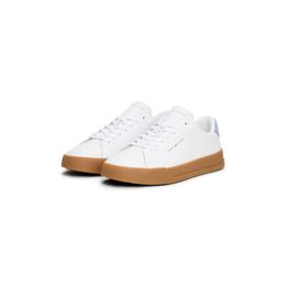 Tommy Hilfiger Sneaker »TH COURT LTH DETAIL ESS«, Freizeitschuh, Halbschuh, Schnürschuh mit seitlichem Logoschriftzug weiß-hellblau 46 46...