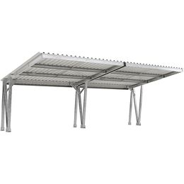 Fahrzeugüberdachung EcoCover mit Stahldach, Doppeleinheit 4 Stellplätze, verzinkt, HxBxT 3730 x 10320 x 5425 mm kaiserkraft
