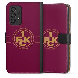 DeinDesign Galaxy A53 5G Handy Klapph&uuml;lle Handyh&uuml;lle aus Kunst Leder schwarz Flip Case 1. Fc Kaiserslautern 125 Jahre Official Licensed Product Sideflip mit 