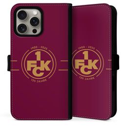 DeinDesign iPhone 16 Pro Handy Klapph&uuml;lle Handyh&uuml;lle aus Kunst Leder schwarz Flip Case 1. Fc Kaiserslautern Official Licensed Product 125 Jahre Sideflip mit 