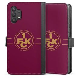 DeinDesign Galaxy A32 4G Handy Klapph&uuml;lle Handyh&uuml;lle aus Kunst Leder schwarz Flip Case 1. Fc Kaiserslautern Official Licensed Product 125 Jahre Sideflip mit 