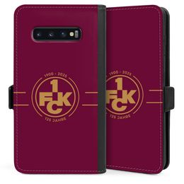 DeinDesign Galaxy S10 Plus Handy Klapph&uuml;lle Handyh&uuml;lle aus Kunst Leder schwarz Flip Case 1. Fc Kaiserslautern Official Licensed Product 125 Jahre Sideflip mit 