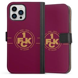 DeinDesign iPhone 13 Pro Max Handy Klapph&uuml;lle Handyh&uuml;lle aus Kunst Leder schwarz Flip Case 1. Fc Kaiserslautern Official Licensed Product 125 Jahre Sideflip mit 