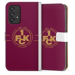 DeinDesign Galaxy A33 5G Handy Klapph&uuml;lle Handyh&uuml;lle aus Kunst Leder wei&szlig; Flip Case 1. Fc Kaiserslautern 125 Jahre Official Licensed Product Sideflip mit Lasche