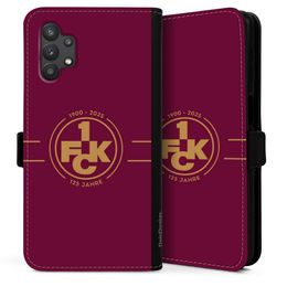 DeinDesign Galaxy A32 5G Handy Klapph&uuml;lle Handyh&uuml;lle aus Kunst Leder schwarz Flip Case 1. Fc Kaiserslautern Official Licensed Product 125 Jahre Sideflip mit 