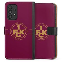 DeinDesign Galaxy A33 5G Handy Klapph&uuml;lle Handyh&uuml;lle aus Kunst Leder schwarz Flip Case 1. Fc Kaiserslautern 125 Jahre Official Licensed Product Sideflip mit 