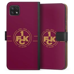 DeinDesign Galaxy A22 5G Handy Klapph&uuml;lle Handyh&uuml;lle aus Kunst Leder schwarz Flip Case 1. Fc Kaiserslautern 125 Jahre Official Licensed Product Sideflip mit 