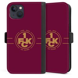 DeinDesign iPhone 13 Handy Klapph&uuml;lle Handyh&uuml;lle aus Kunst Leder schwarz Flip Case 1. Fc Kaiserslautern Official Licensed Product 125 Jahre Sideflip mit Lasche