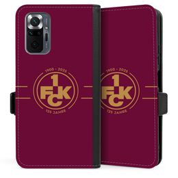 DeinDesign Xiaomi Redmi Note 10 Pro Handy Klapph&uuml;lle Handyh&uuml;lle aus Kunst Leder schwarz Flip Case 1. Fc Kaiserslautern Official Licensed Product 125 Jahre 