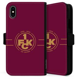 DeinDesign iPhone X Handy Klapph&uuml;lle Handyh&uuml;lle aus Kunst Leder schwarz Flip Case 1. Fc Kaiserslautern Official Licensed Product 125 Jahre Sideflip mit langer 