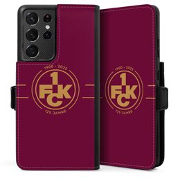 DeinDesign Galaxy S21 Ultra 5G Handy Klapph&uuml;lle Handyh&uuml;lle aus Kunst Leder schwarz Flip Case 1. Fc Kaiserslautern Official Licensed Product 125 Jahre Sideflip 