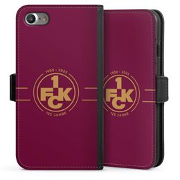 DeinDesign iPhone SE (2022) Handy Klapph&uuml;lle Handyh&uuml;lle aus Kunst Leder schwarz Flip Case 1. Fc Kaiserslautern Official Licensed Product 125 Jahre Sideflip mit 