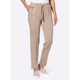 Schlupfhose Classic Basics, Damen, Gr. 40, Normalgrößen, beige (sesam), 55% Viskose, 40% Polyester, 5% Elasthan, unifarben, Hosen
