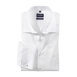 Smokinghemd OLYMP "Luxor modern fit", Herren, Gr. 38, N-Gr, wei&szlig;, Web, Obermaterial: 100% Baumwolle, festlich, Aufschlag, Hemden