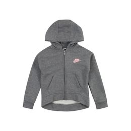 Nike Sportswear Sweatjacke 'Club Fleece' M&auml;dchen Gr&ouml;&szlig;e 104 graumeliert / hellpink